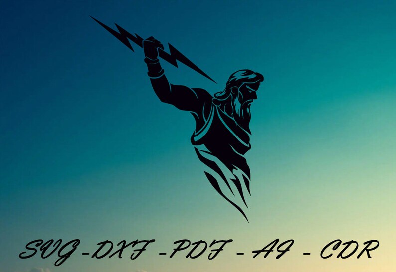 Zeus With Lightning Mythology Cut Svg Dxf File Wall Sticker Pdf ...