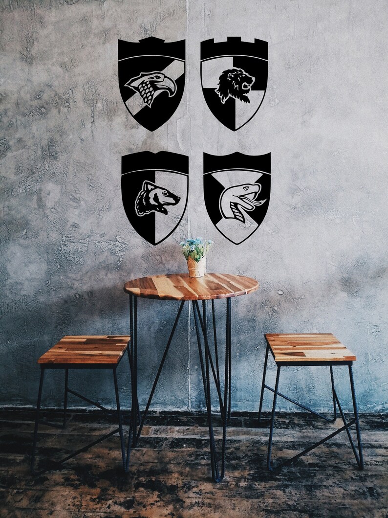 House Crests Cut Svg Dxf File Wall Sticker Pdf Silhouette Template Cnc ...