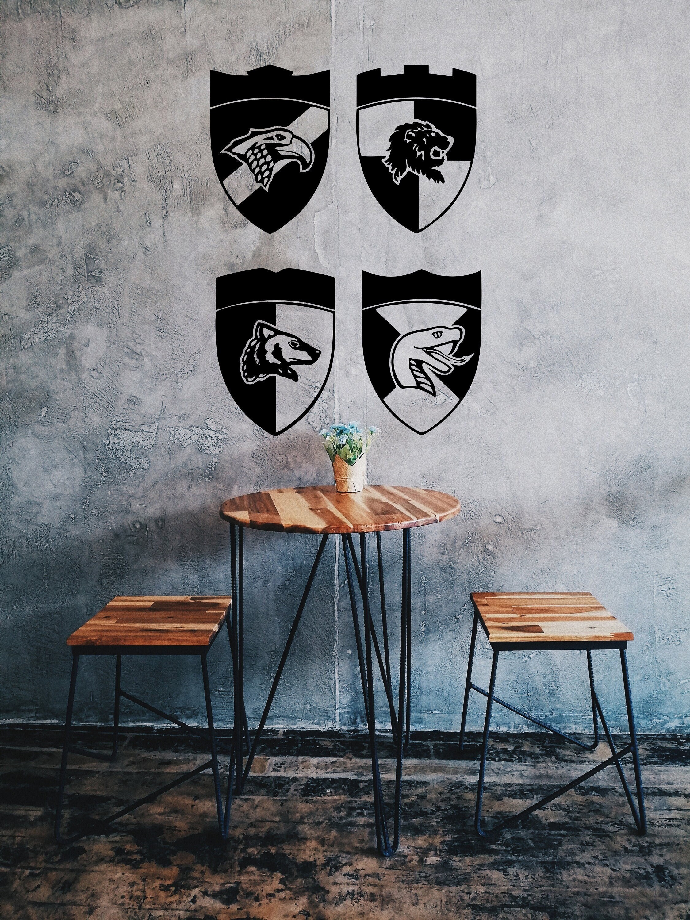 House Crests Cut Svg Dxf File Wall Sticker Pdf Silhouette Template Cnc ...