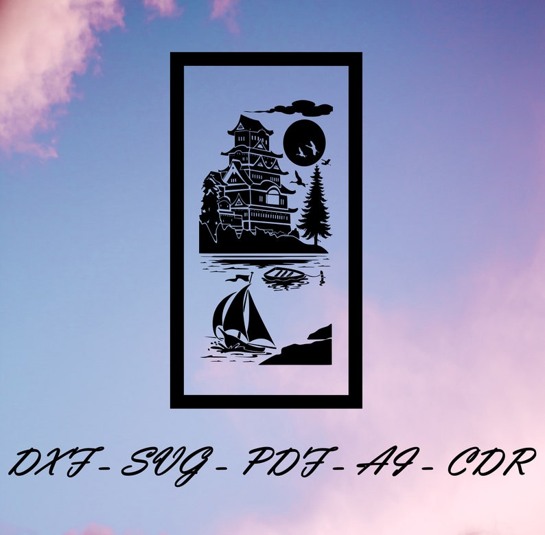 House and Boat Svg Cut Svg Dxf File Wall Sticker Pdf Silhouette ...