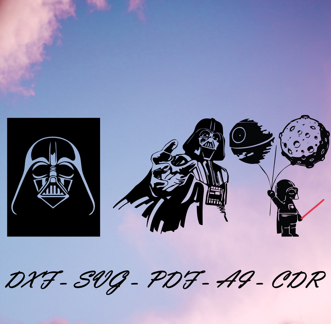 Darth Vader 3 Pieces Star Wars Cut Svg Dxf File Wall Sticker Pdf ...