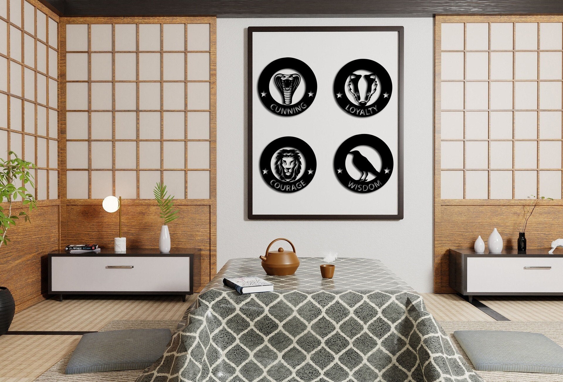 House Crests Cut Svg Dxf File Wall Sticker Pdf Silhouette Template Cnc ...