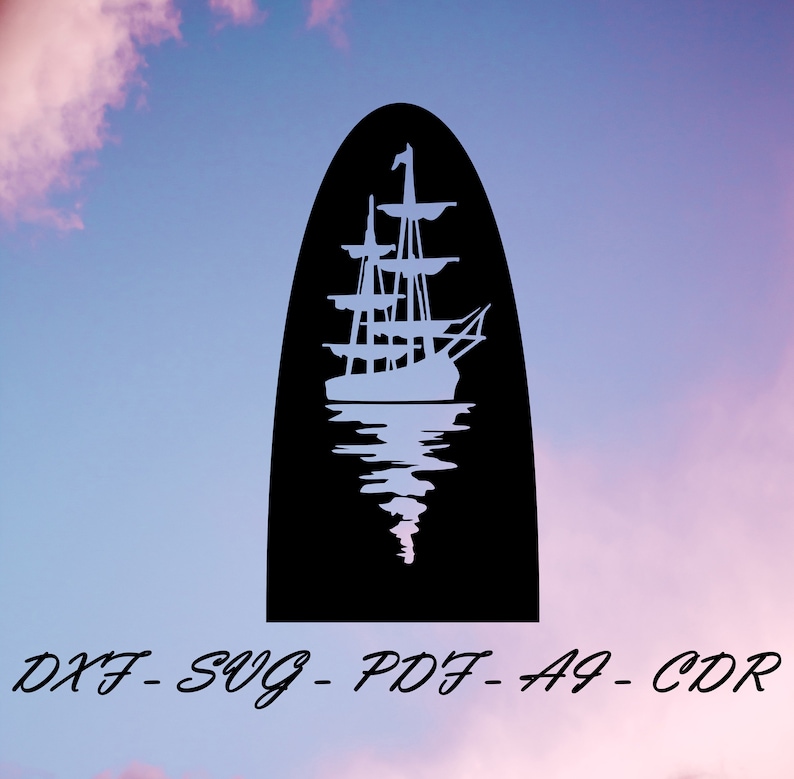 Pirate Ship Cut Svg Dxf File Wall Sticker Pdf Silhouette Template Cnc ...