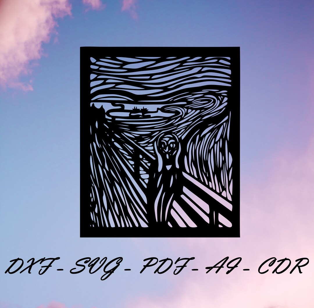 The Scream Cut Svg Dxf File Wall Sticker Pdf Silhouette Template Cnc ...