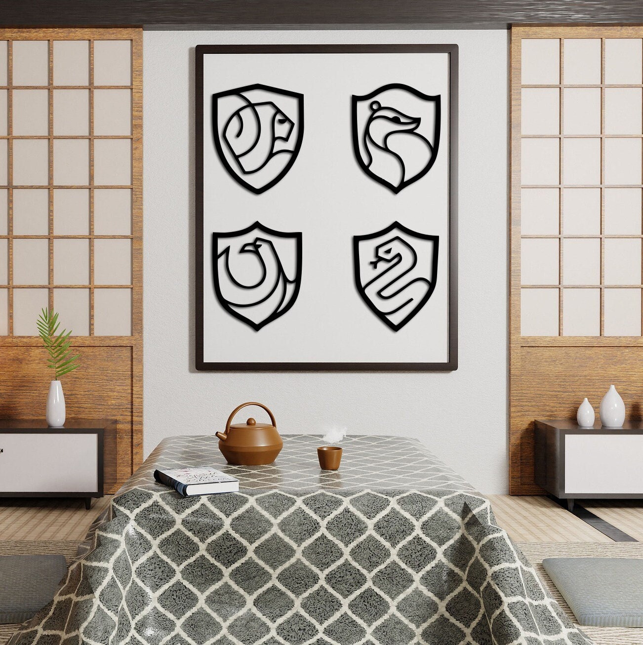 House Crests Cut Svg Dxf File Wall Sticker Pdf Silhouette Template Cnc ...