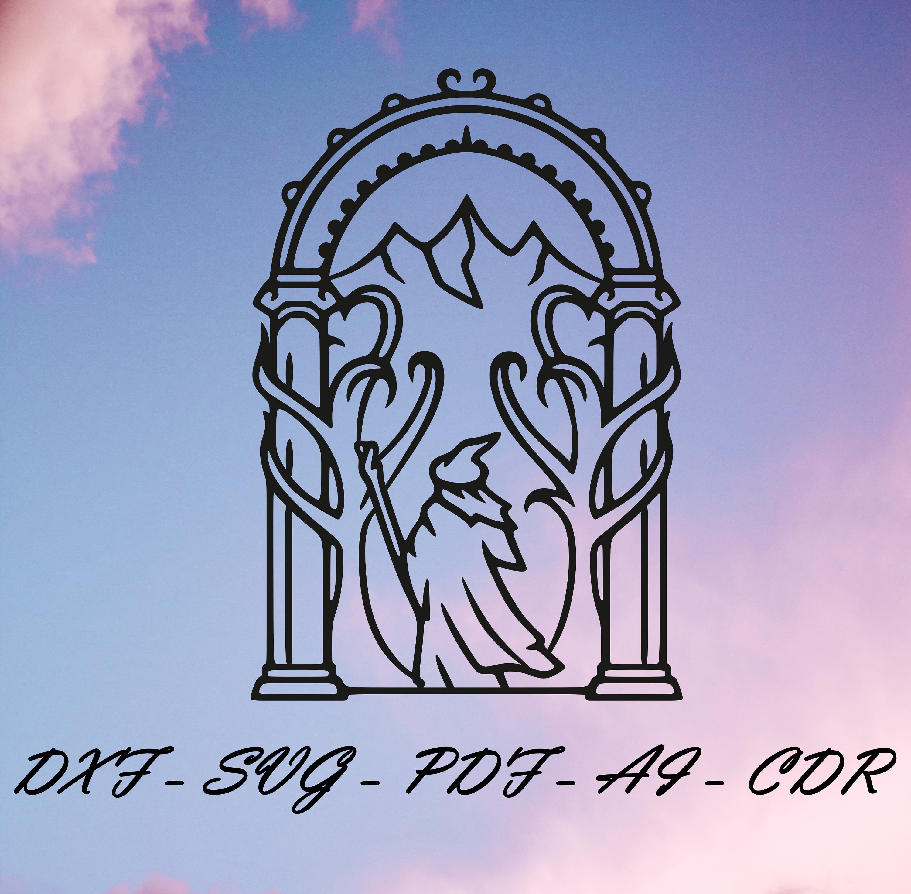 Door of Durin LOTR Gandalf Cut Svg Dxf File Wall Sticker Pdf Silhouette ...