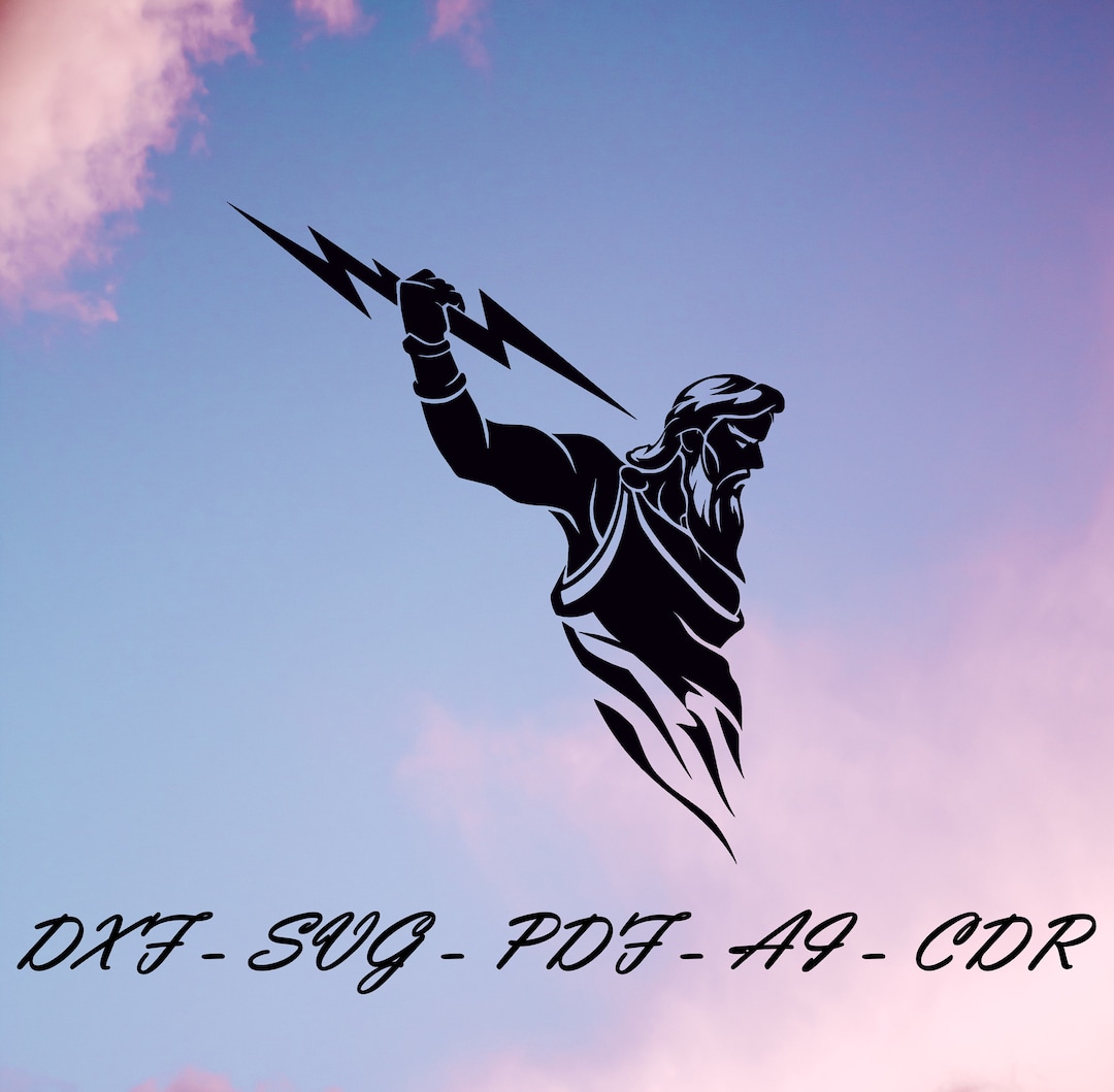 Zeus With Lightning Mythology Cut Svg Dxf File Wall Sticker Pdf ...
