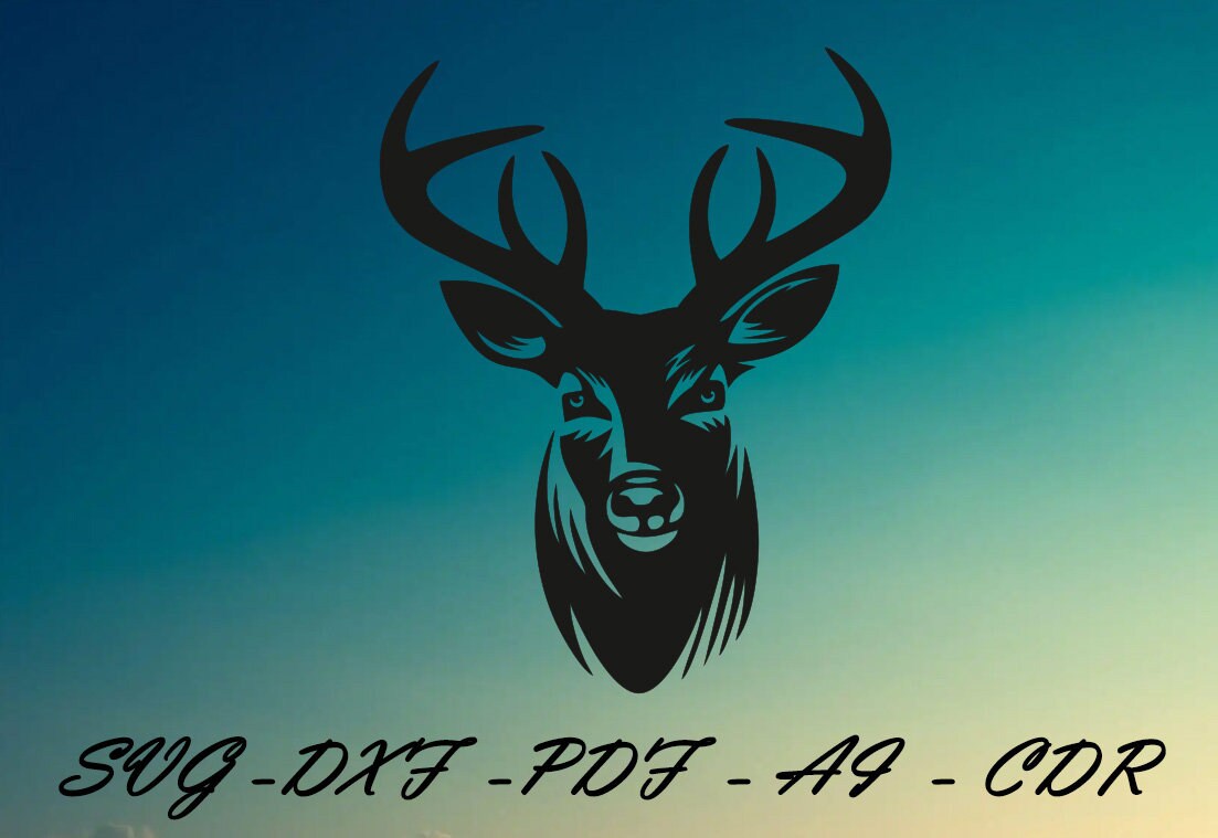 Deer Head Cut Svg Dxf File Wall Sticker Pdf Silhouette Template Cnc ...