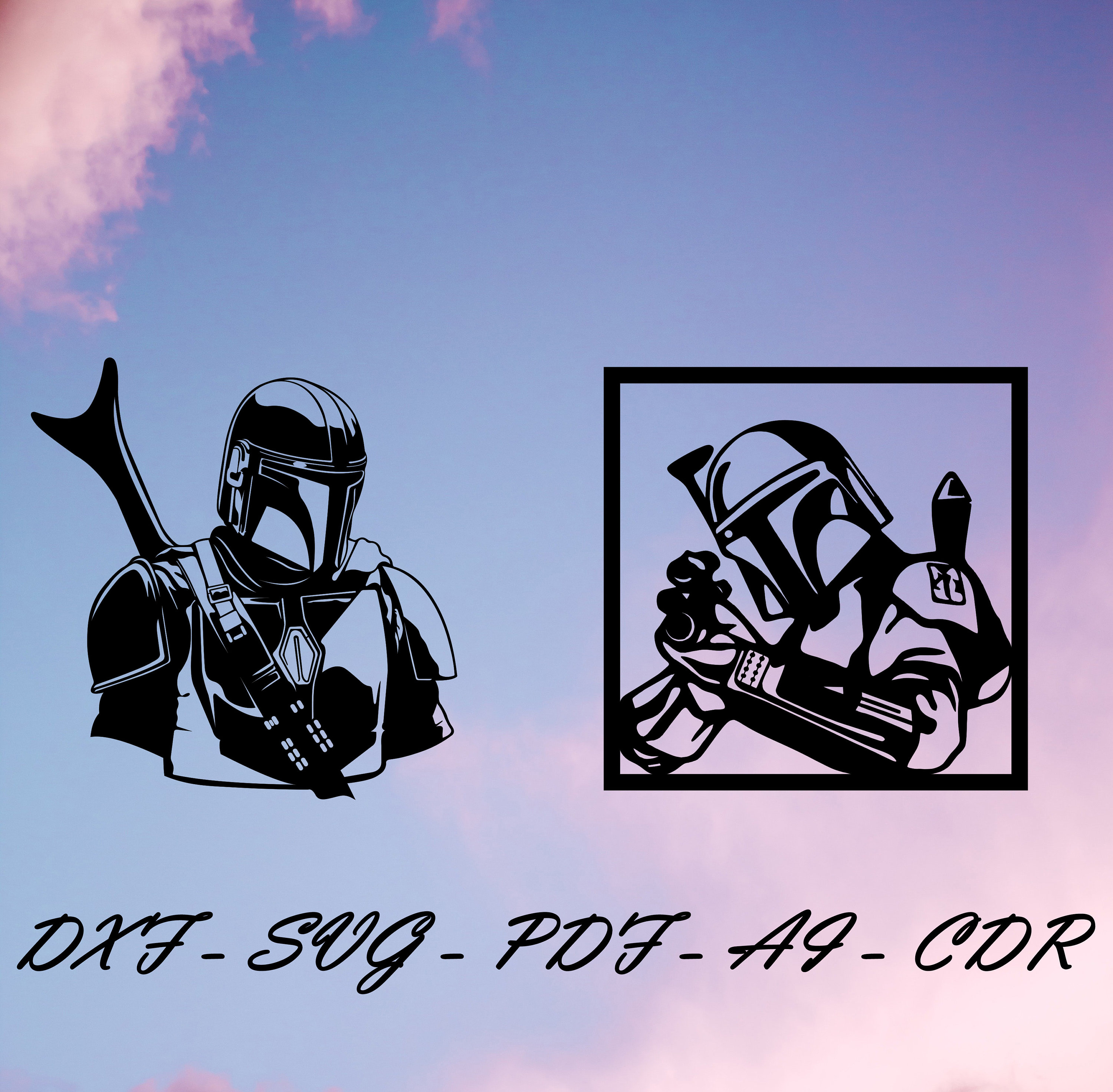 The Mandalorian Svg, Star Wars Cut Svg Dxf File Wall Sticker Pdf ...