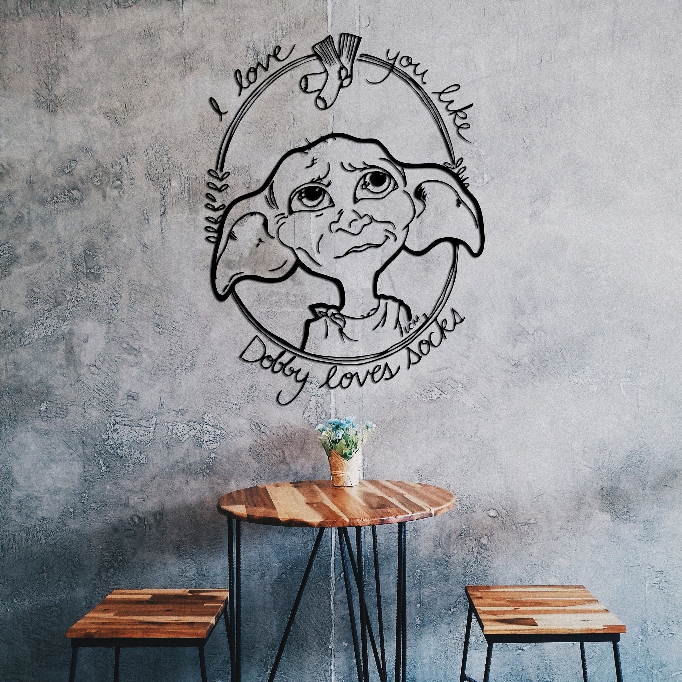 Dobby Friend Cut Svg Dxf File Wall Sticker Pdf Silhouette Template Cnc ...