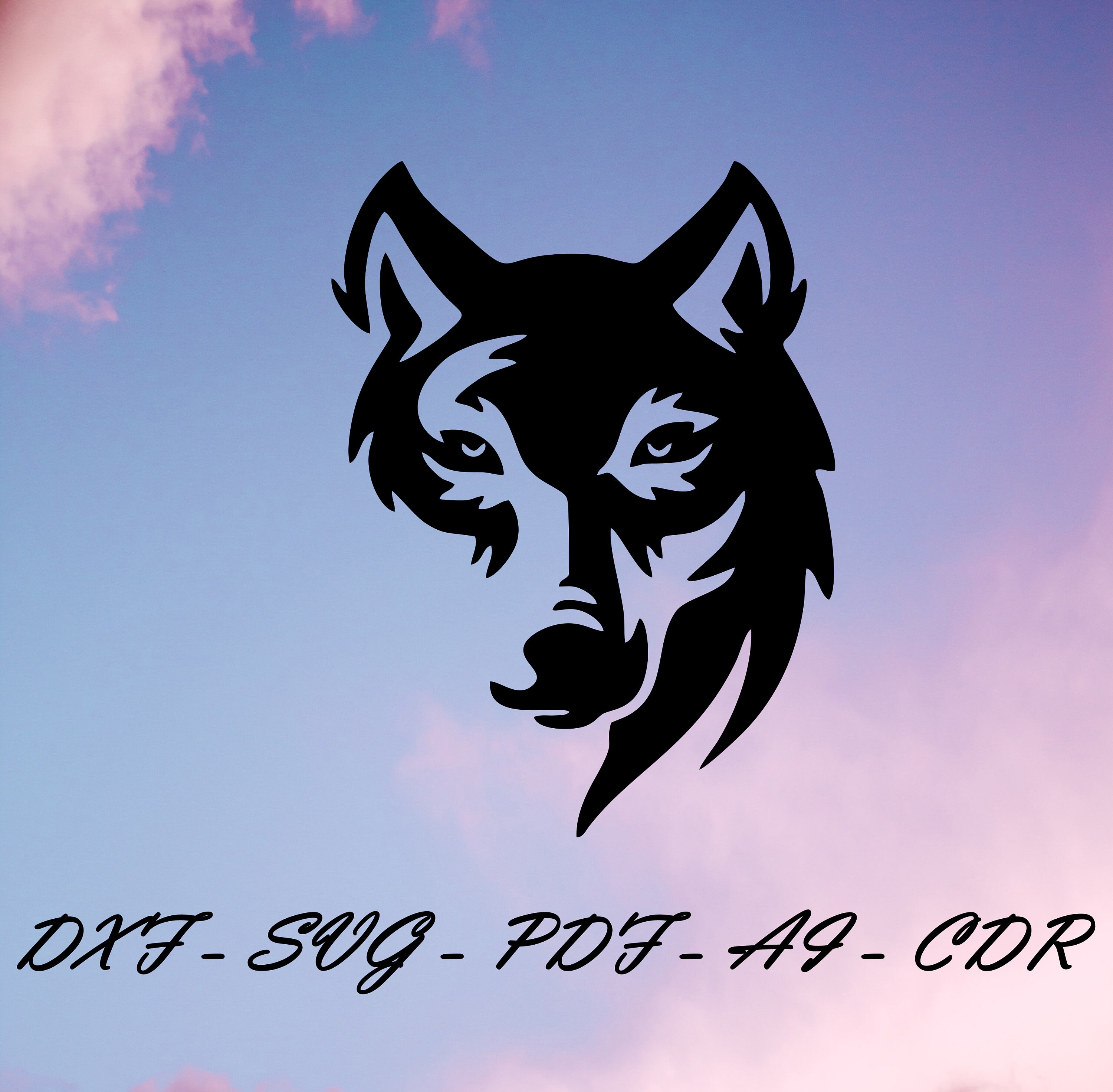 Wolf Head Cut Svg Dxf File Wall Sticker Pdf Silhouette Template Cnc ...