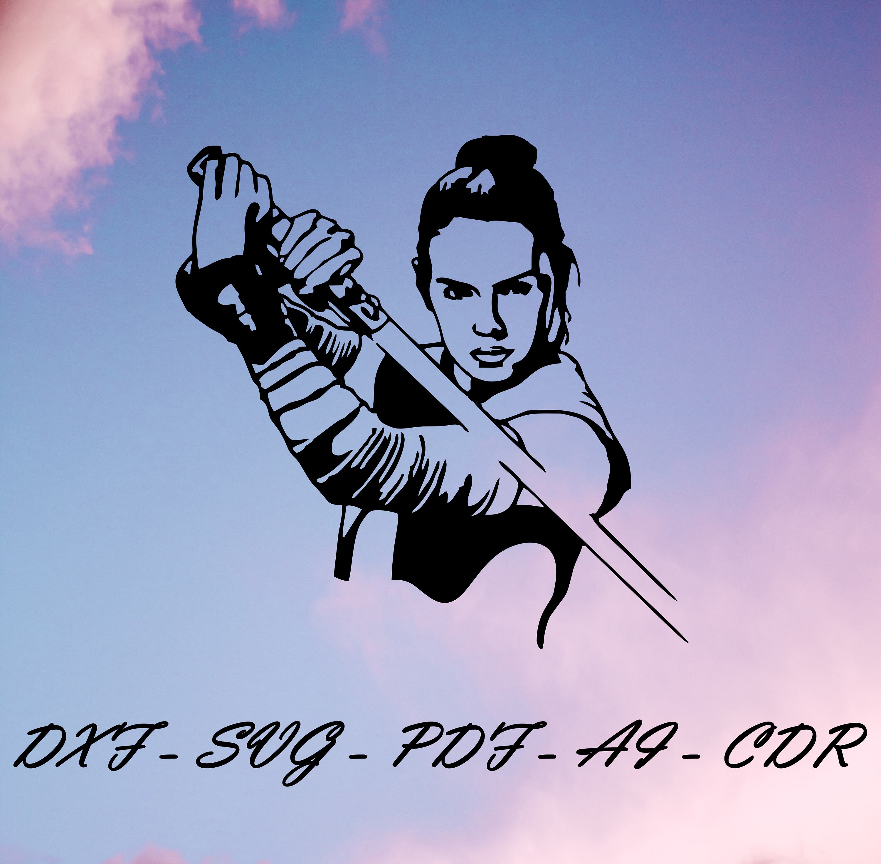 Rey Svg, Star Wars, the Mandalorian Cut Svg Dxf File Wall Sticker Pdf ...
