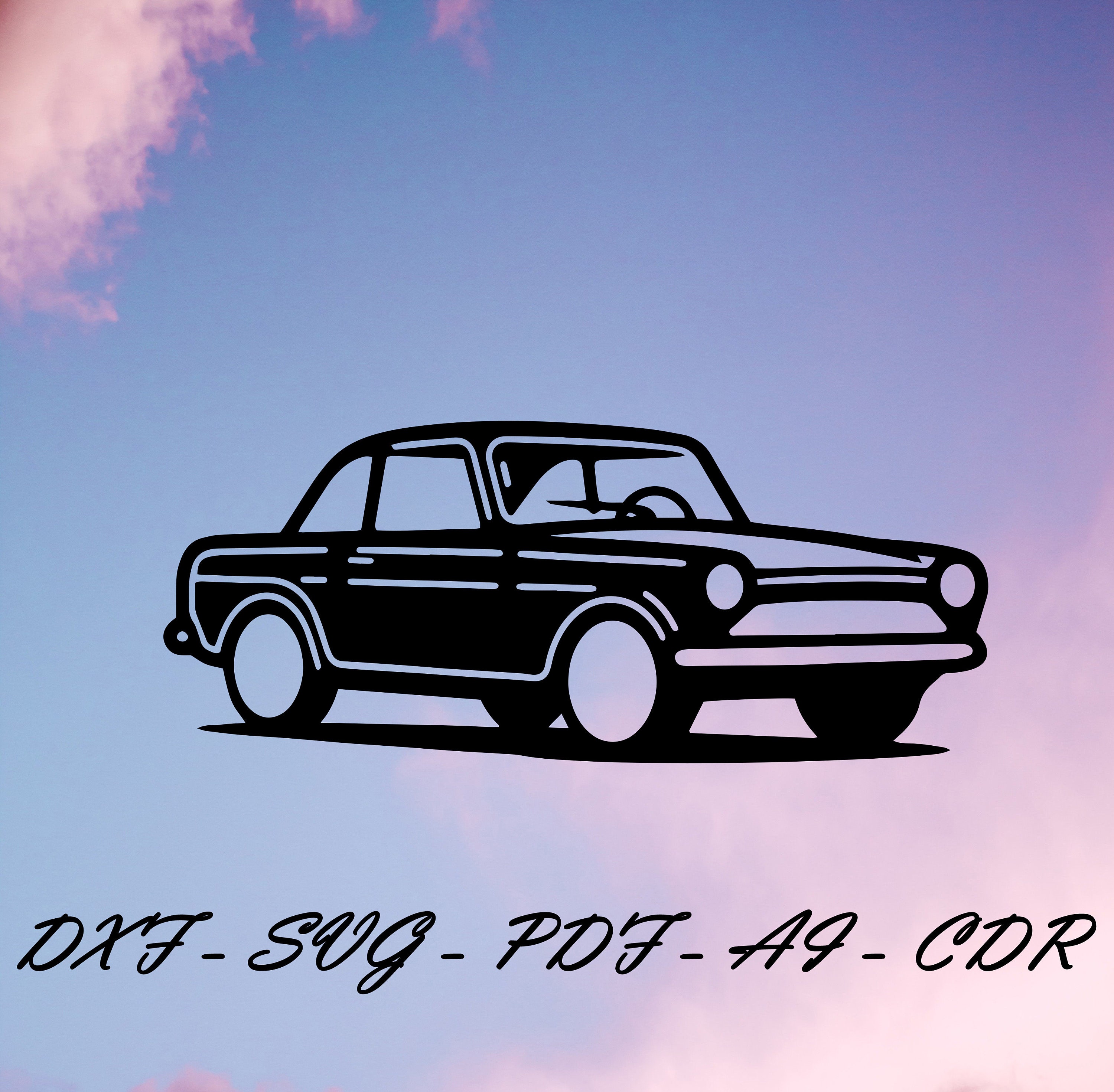 Old Car Svg Cut Svg Dxf File Wall Sticker Pdf Silhouette Template Cnc ...