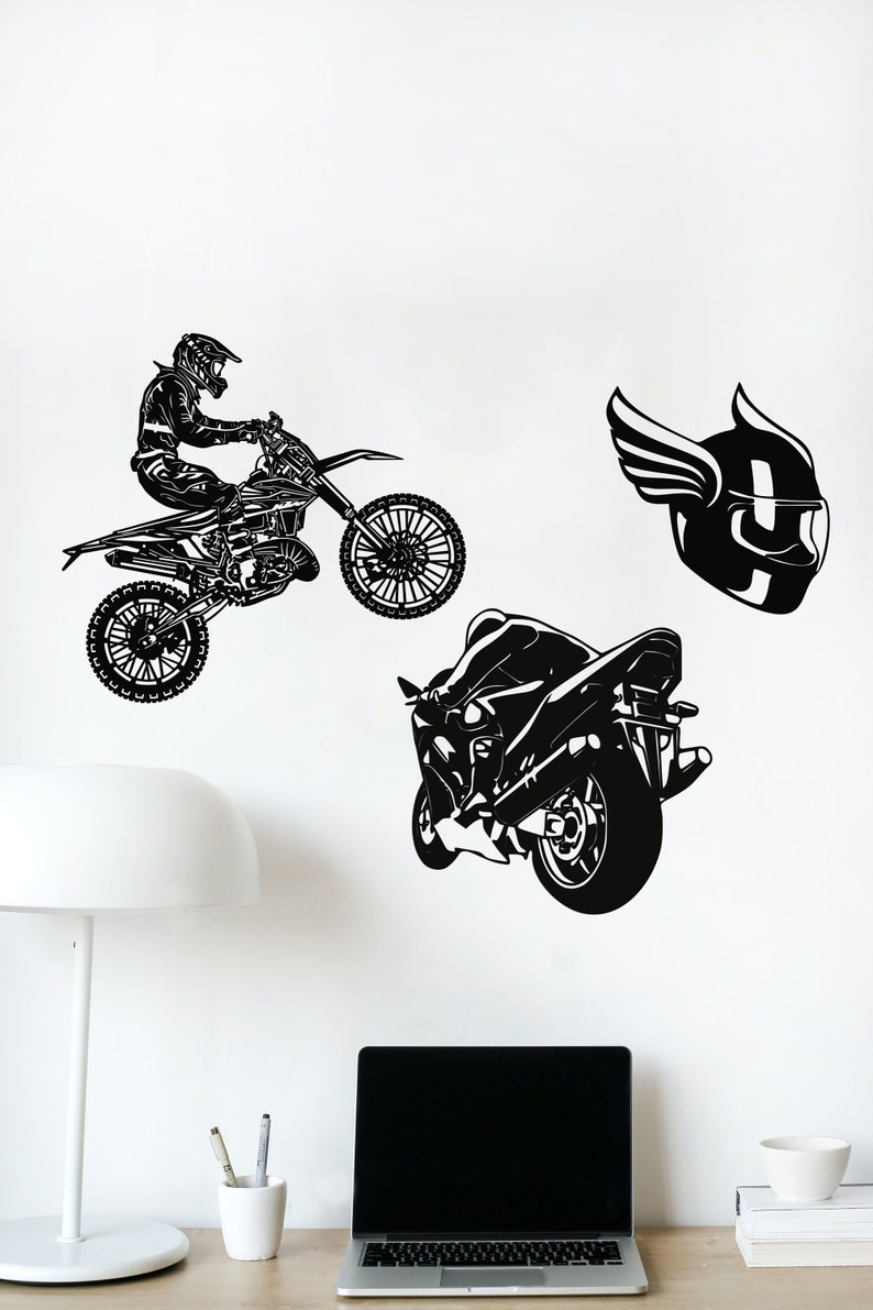Motorcycle Bundle Cut Svg Dxf File Wall Sticker Pdf Silhouette Template ...