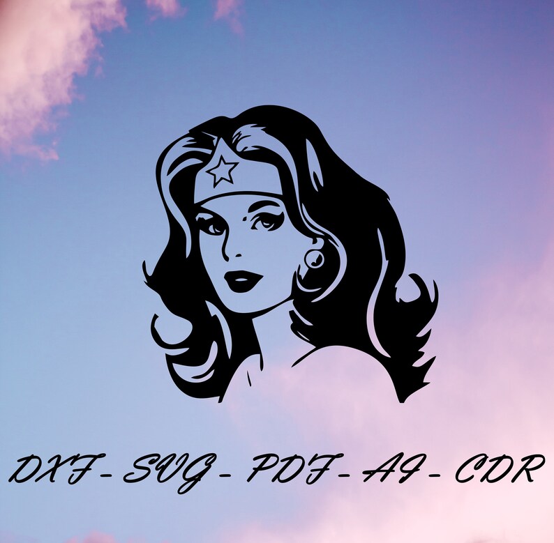 Wonder Woman Cut Svg Dxf File Wall Sticker Pdf Silhouette Template Cnc ...