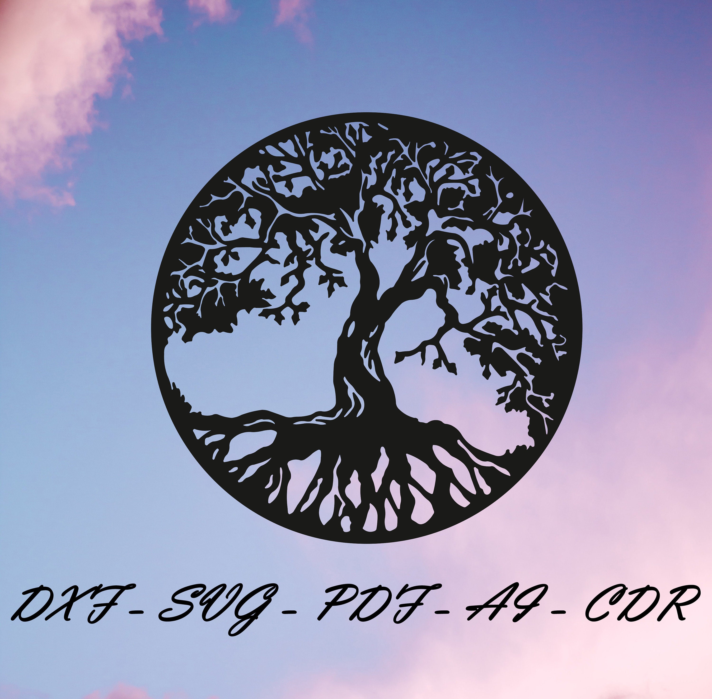 Árbol svg corte svg dxf archivo pared pegatina pdf silueta plantilla ...