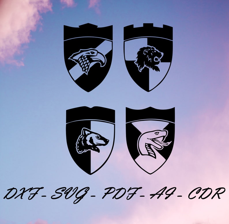 House Crests Cut Svg Dxf File Wall Sticker Pdf Silhouette Template Cnc ...