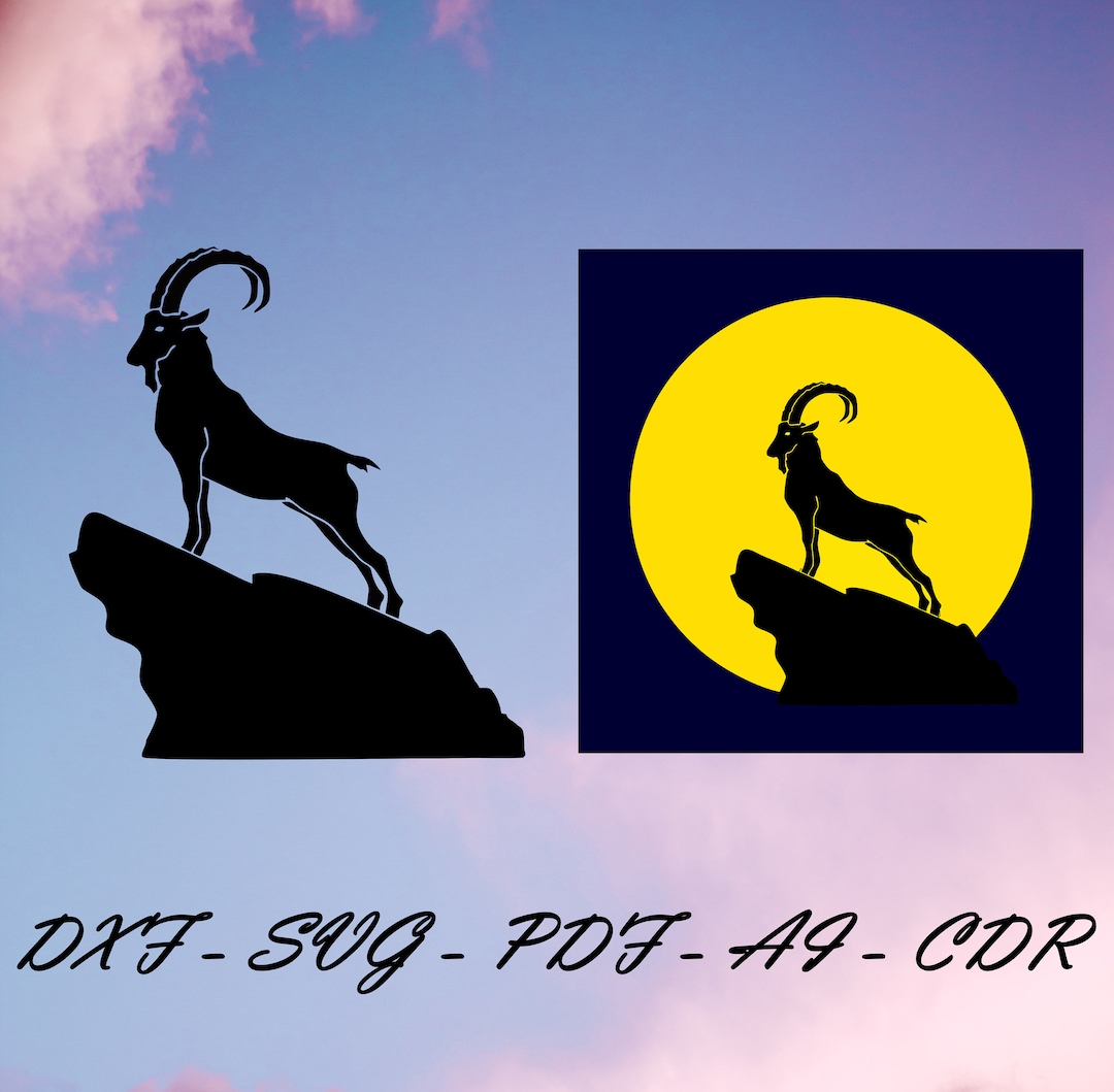 Goat Packet 2 Pieces Cut Svg Dxf File Wall Sticker Pdf Silhouette ...