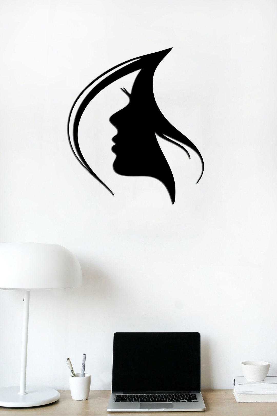 Woman Face Cut Svg Dxf File Wall Sticker Pdf Silhouette Template Cnc ...