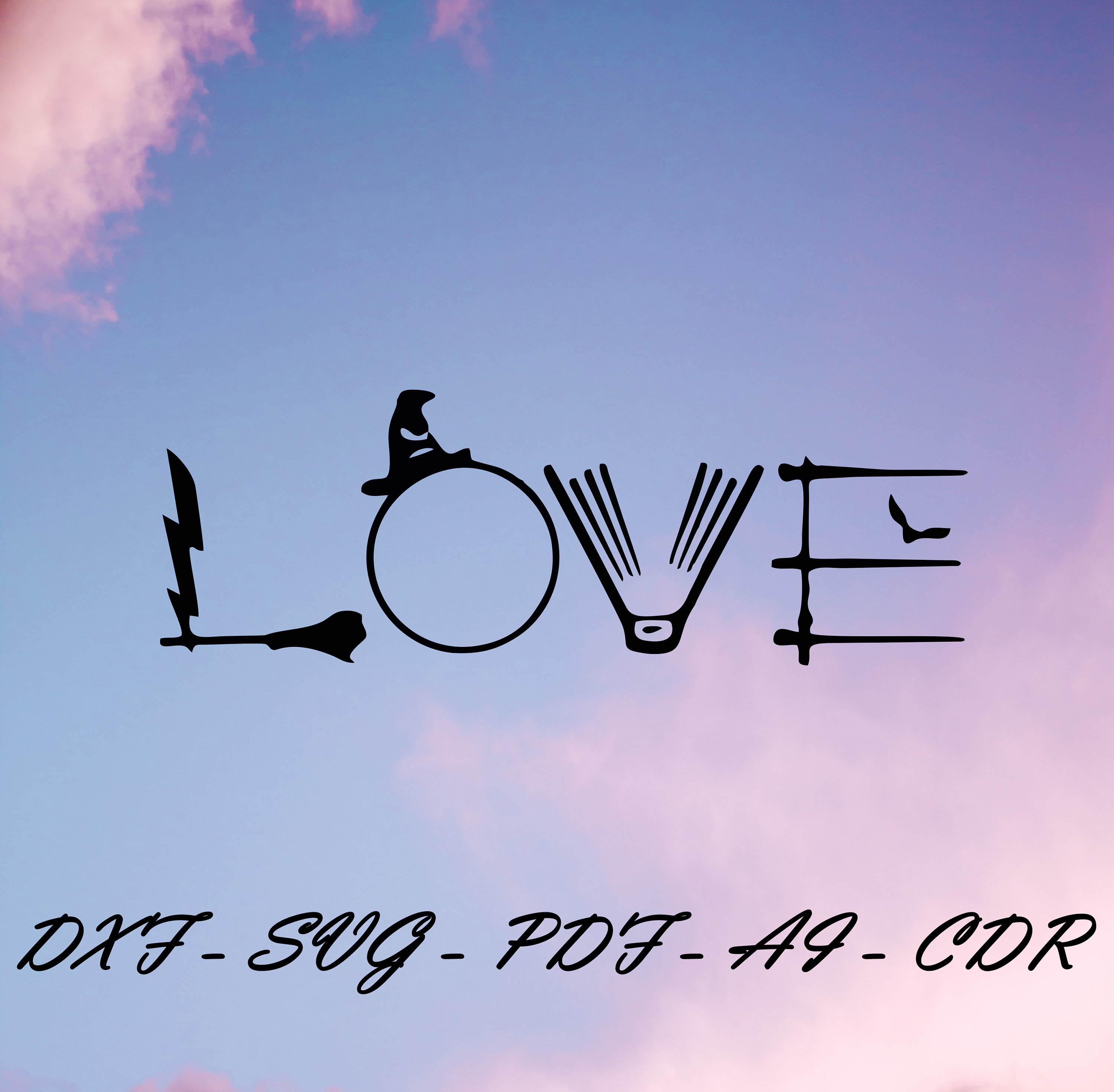 Love Magic Cut Svg Dxf File Wall Sticker Pdf Silhouette Template Cnc ...