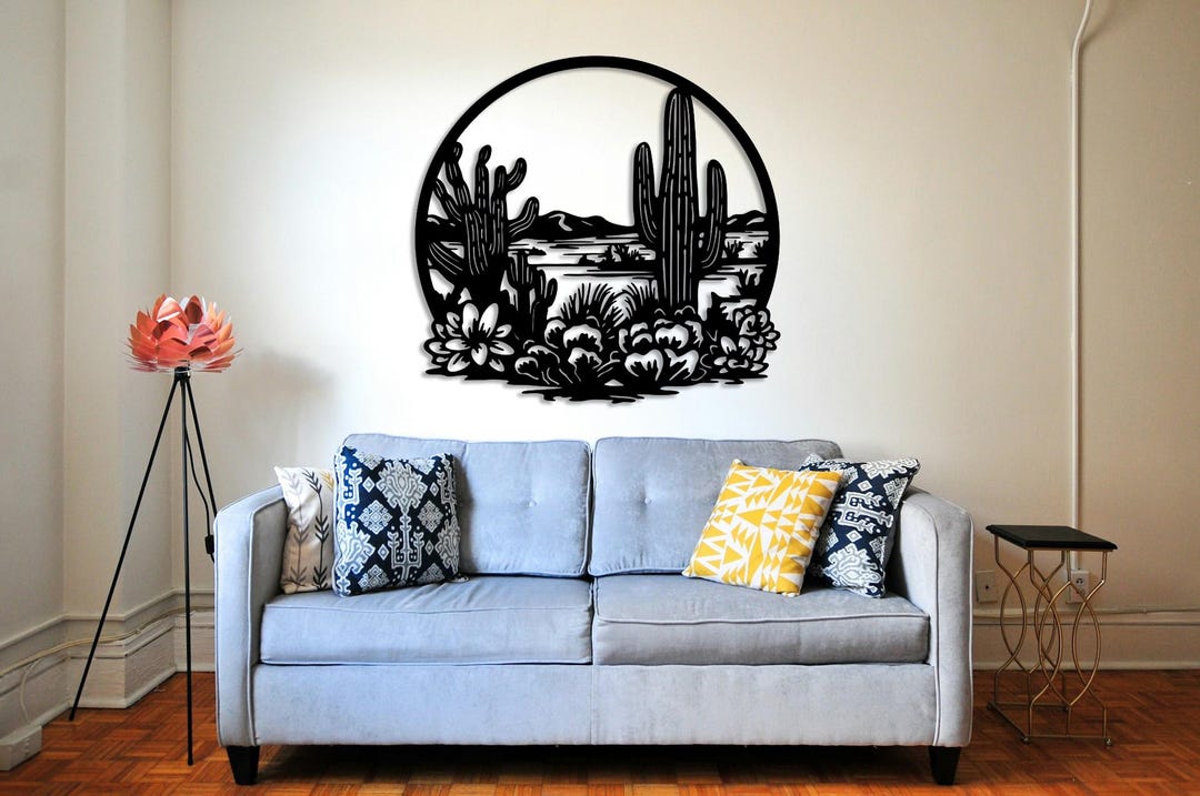 Desert Landscape Cut Svg Dxf File Wall Sticker Pdf Silhouette Template ...