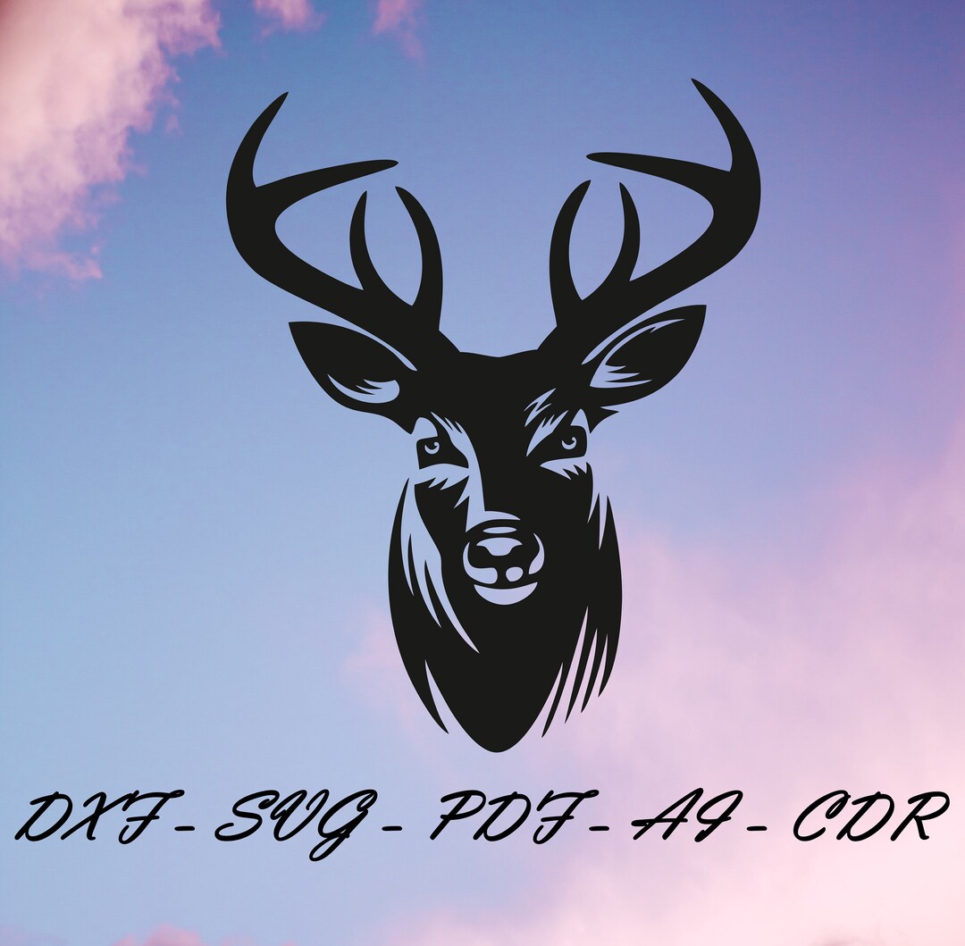 Deer Head Cut Svg Dxf File Wall Sticker Pdf Silhouette Template Cnc ...