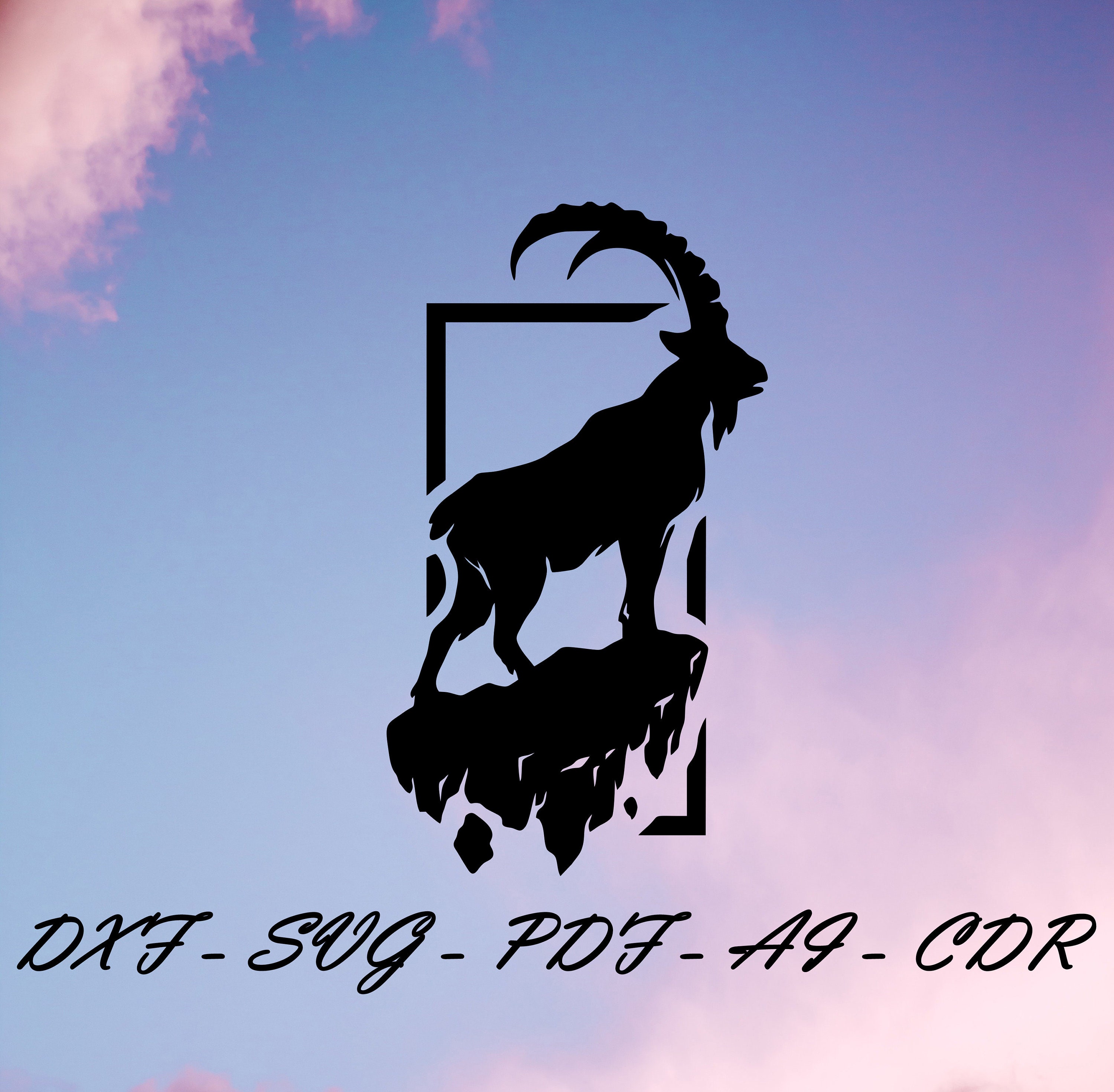 Mountain Goat Cut Svg Dxf File Wall Sticker Pdf Silhouette Template Cnc ...