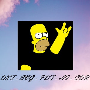 Homer Simpson Rock and Roll Cut Svg Dxf File Wall Sticker Pdf ...