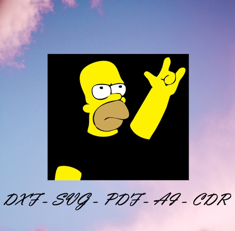 Homer Simpson Rock and Roll Cut Svg Dxf File Wall Sticker Pdf ...