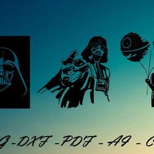 Darth Vader 3 Pieces Star Wars Cut Svg Dxf File Wall Sticker Pdf ...