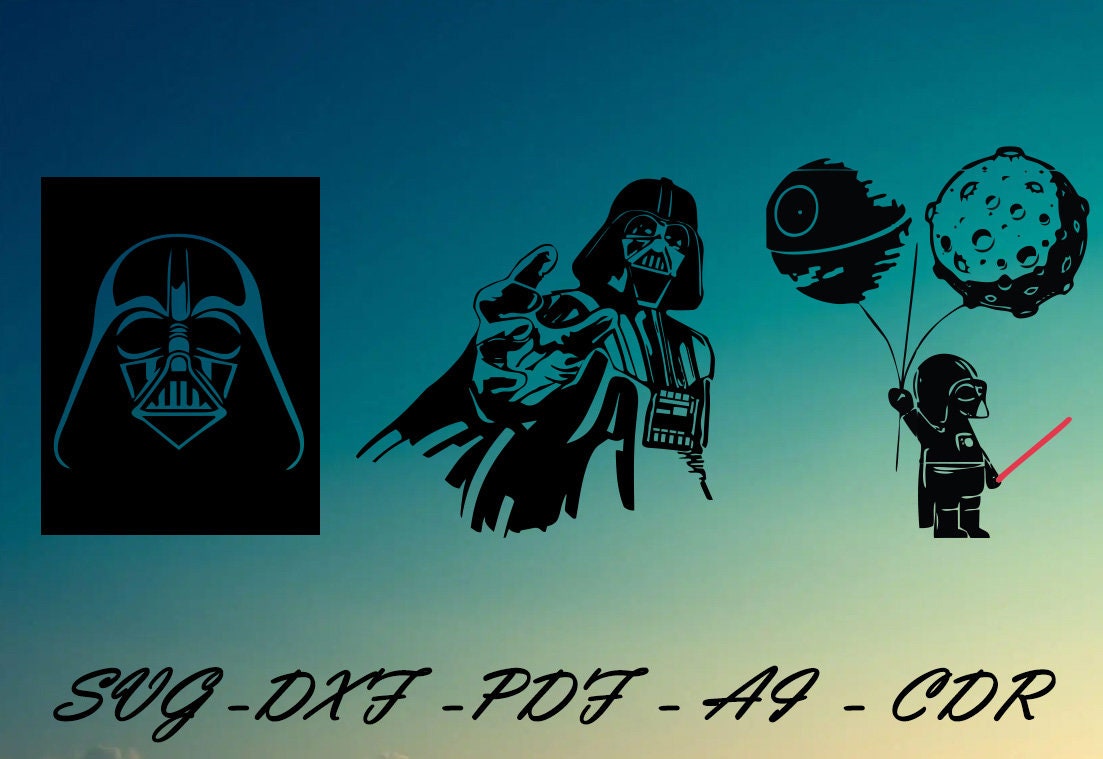 Darth Vader 3 Pieces Star Wars Cut Svg Dxf File Wall Sticker Pdf ...