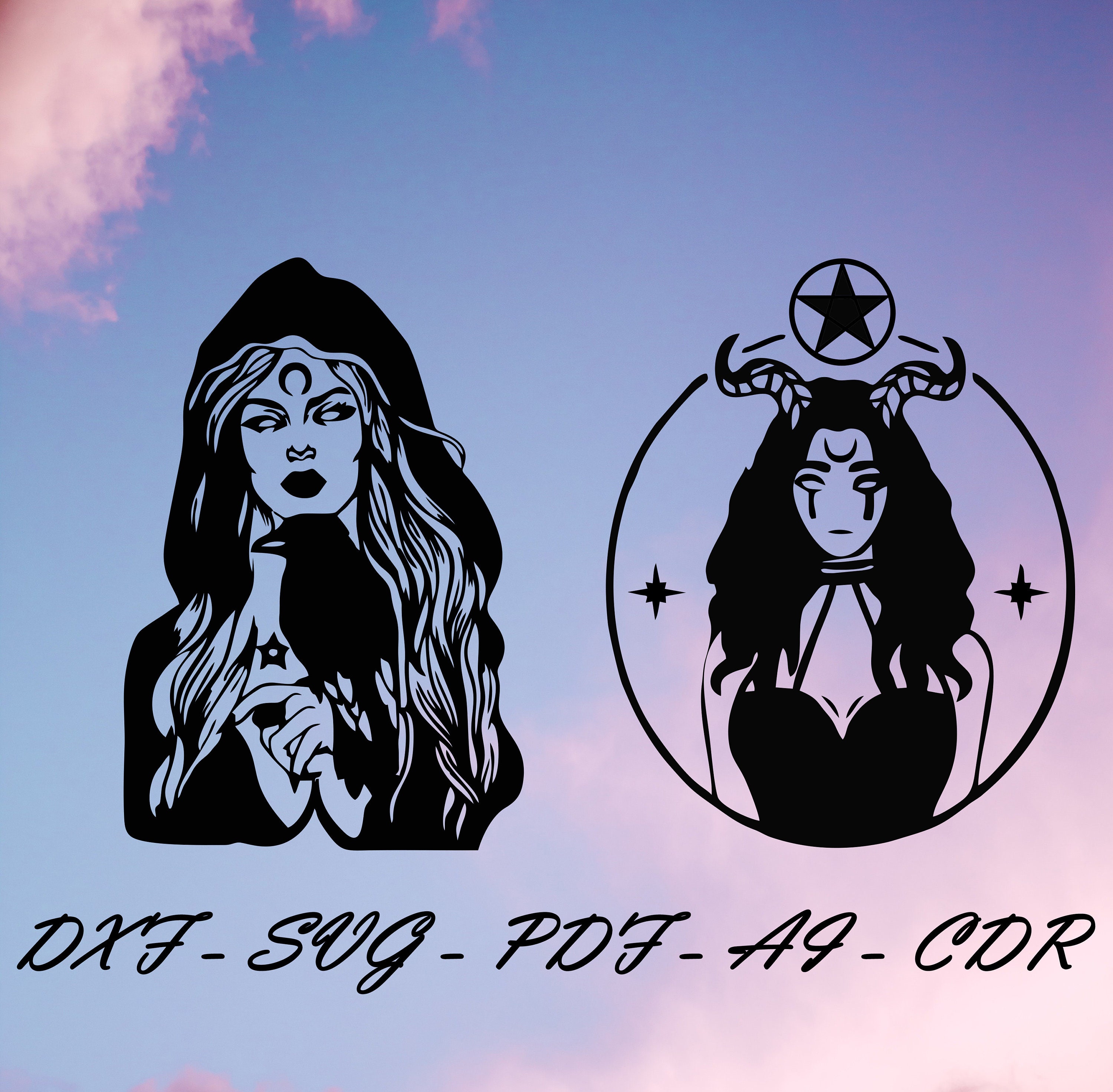 Bruja svg, Magia svg, gótico svg corte svg dxf archivo pegatina de ...