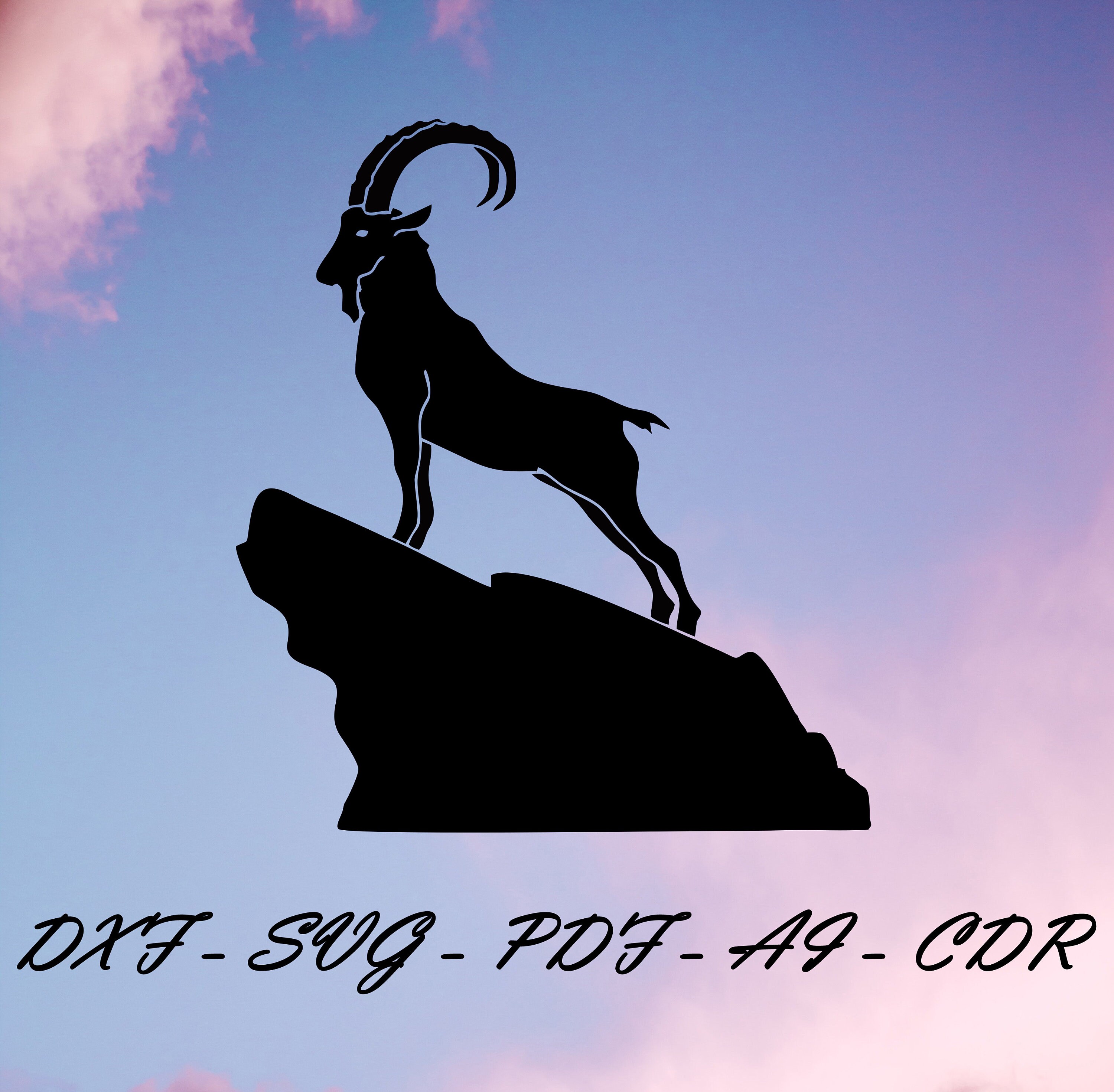 Goat Packet 2 Pieces Cut Svg Dxf File Wall Sticker Pdf Silhouette ...