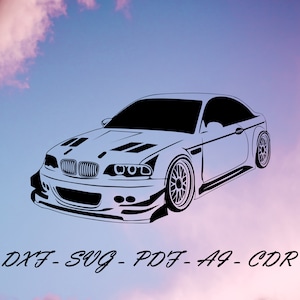 BMW E46 M3 Svg Cut Svg Dxf File Wall Sticker Pdf Silhouette Template ...