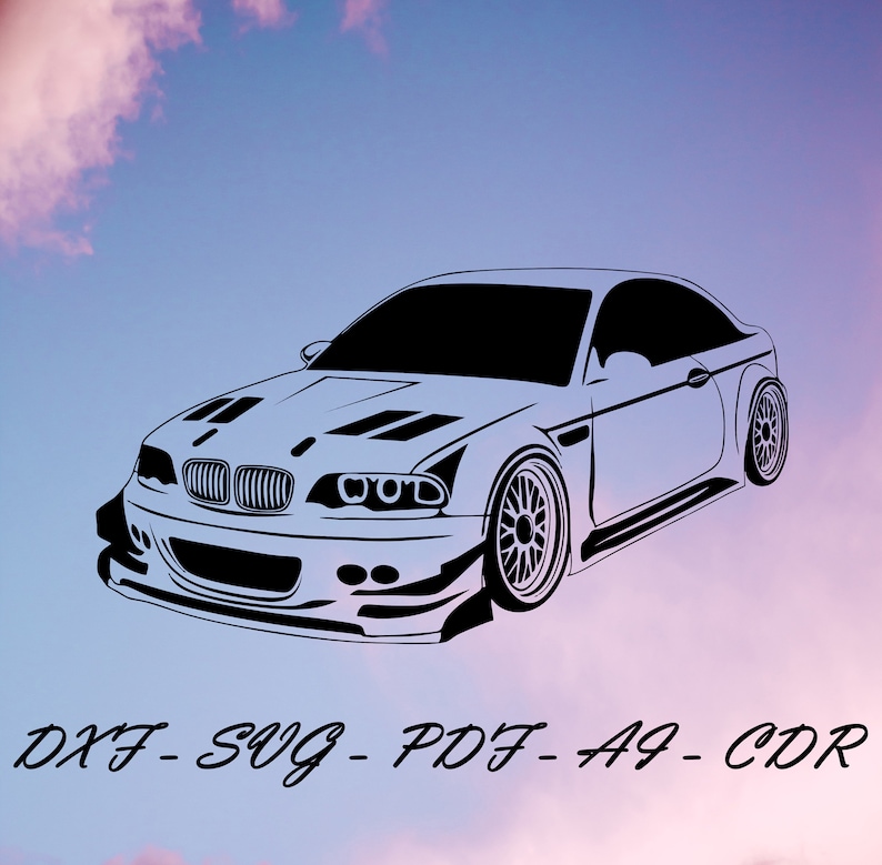 BMW E46 M3 Svg Cut Svg Dxf File Wall Sticker Pdf Silhouette Template ...