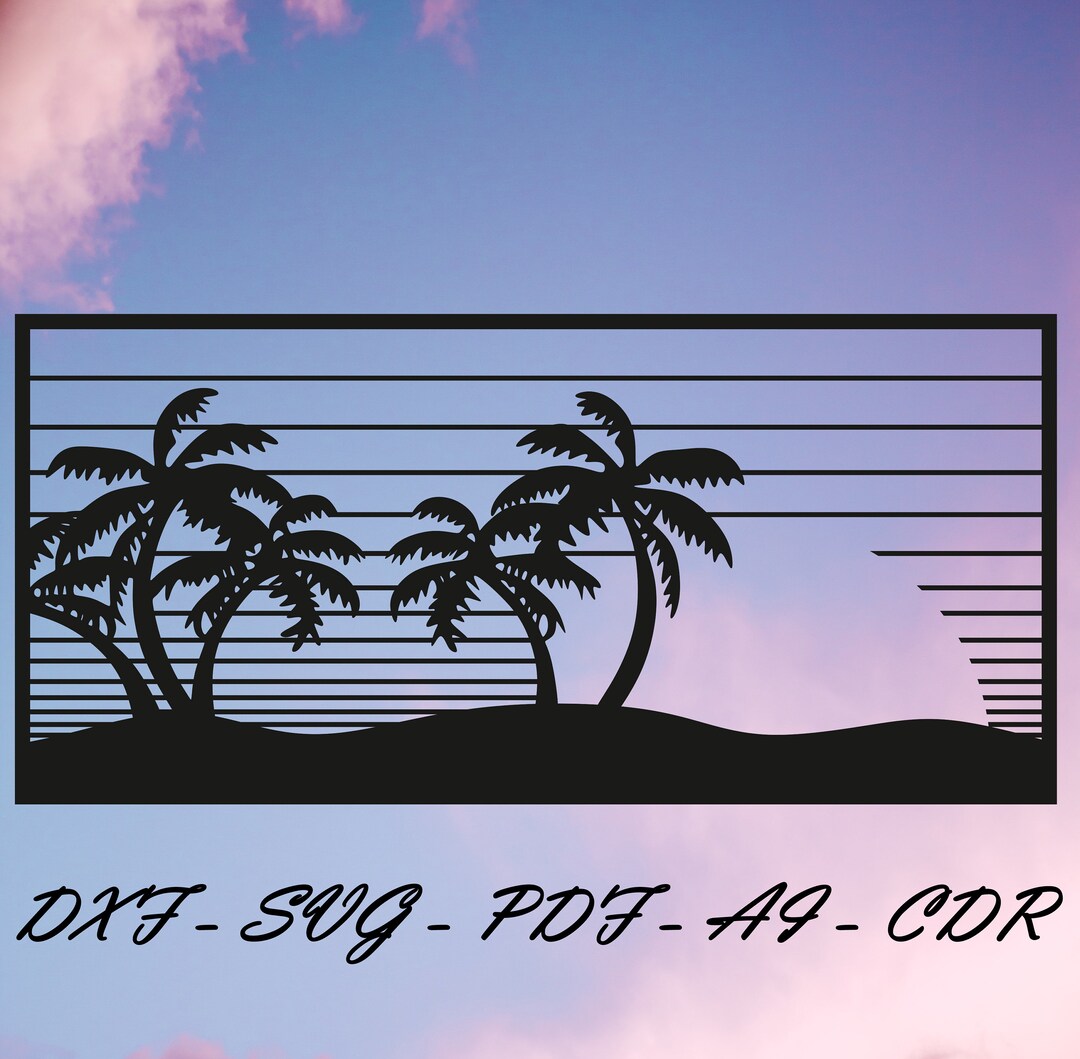 Strand und Sonne geschnitten svg dxf Datei Wandaufkleber Pdf Silhouette ...