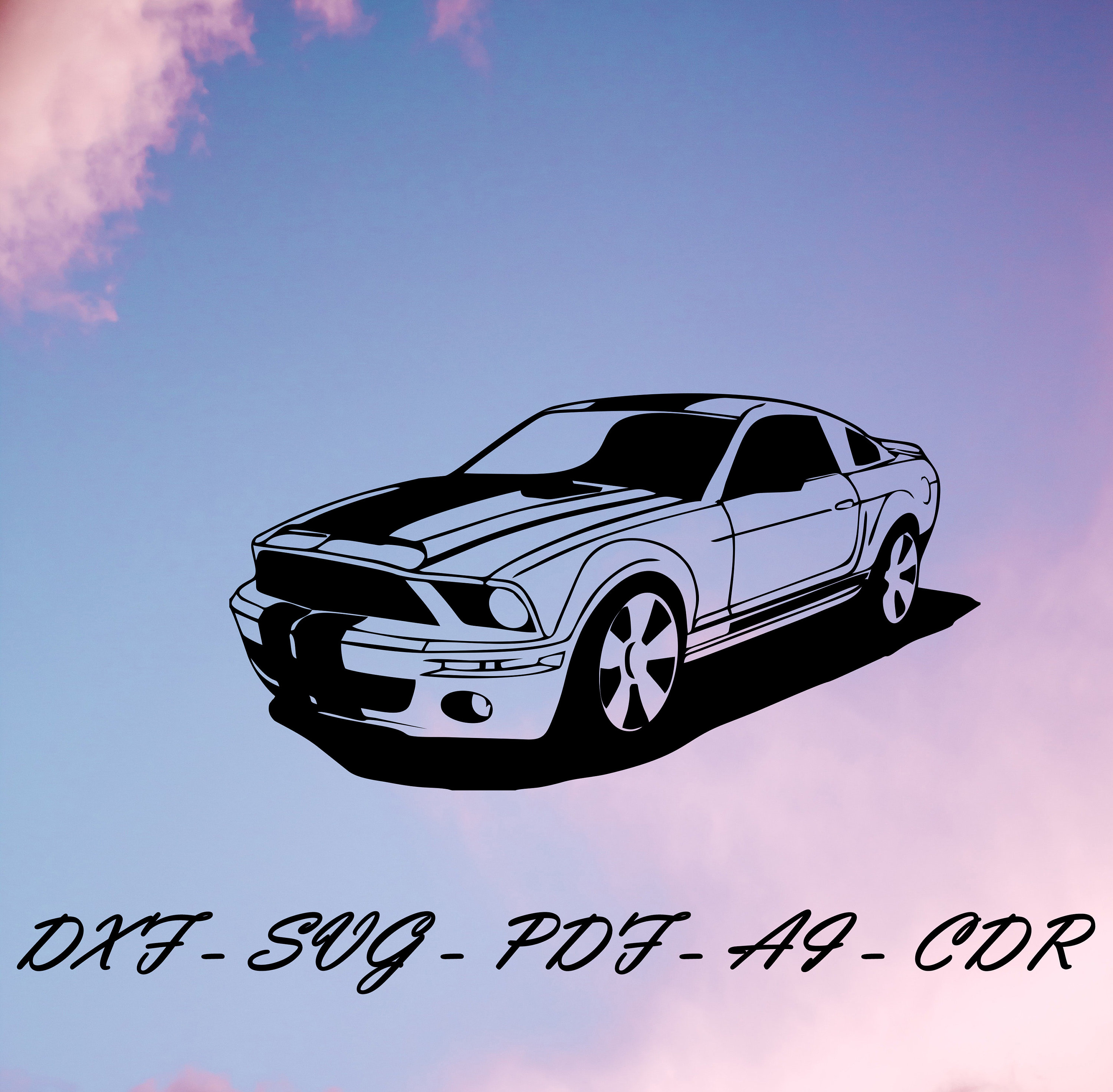 Ford Mustang Svg Cut Svg Dxf File Wall Sticker Pdf Silhouette Template ...