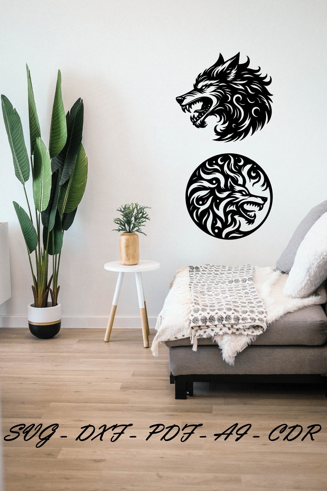 Fenrir Laser Cut File, Wolf Svg Dxf File Wall Sticker Pdf Silhouette ...