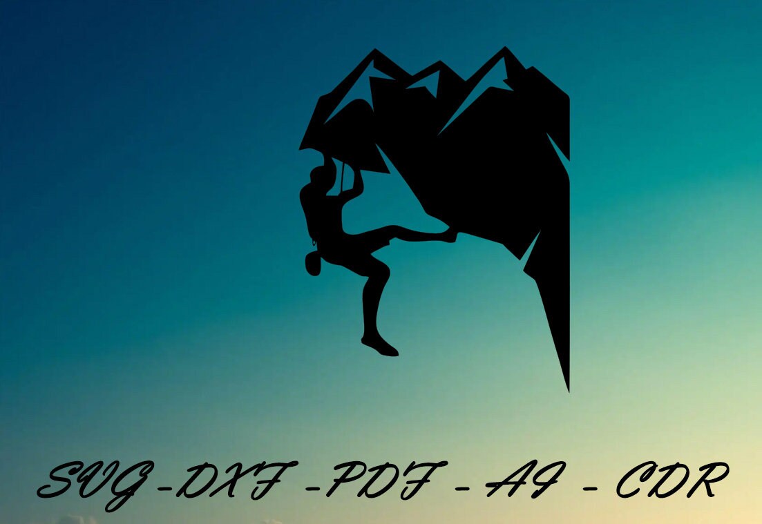 Mountain Climbing Cut Svg Dxf File Wall Sticker Pdf Silhouette Template ...
