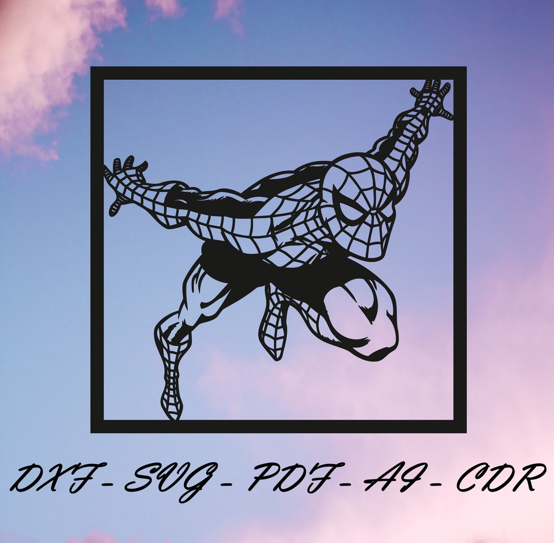 Spiderman Cut Svg Dxf File Wall Sticker Pdf Silhouette Template Cnc ...