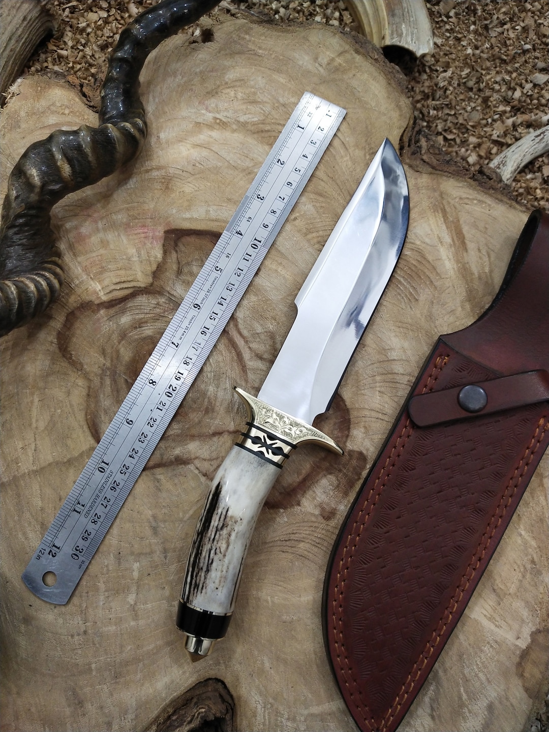 Custom Handmade Antler Handle Hunting Knife, Birthday Gift, Gift Knife ...