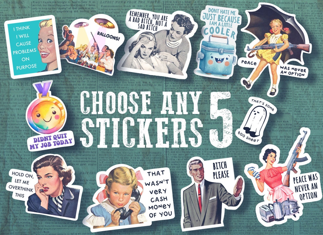 Any 5 Stickers, Vinyl Stickers, Funny Stickers, Meme Stickers, Funny ...