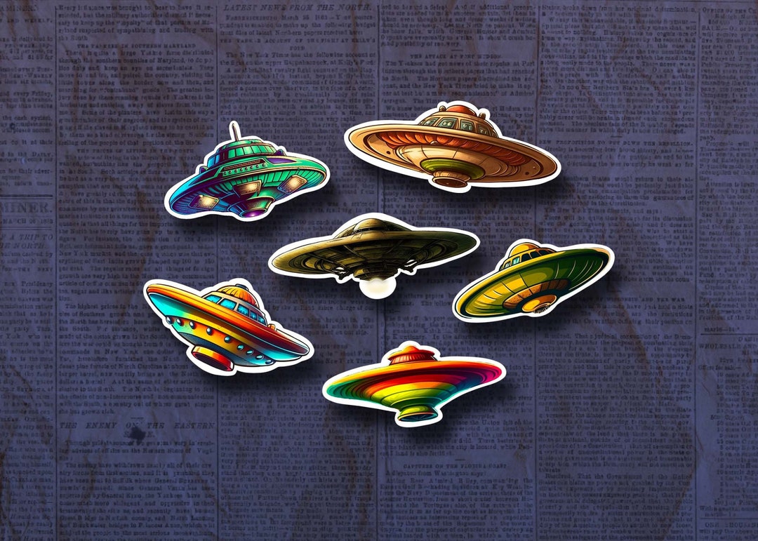 12 Alien Stickers Bundle, UFO Stickers, Flying Saucer Stickers, Laptop ...