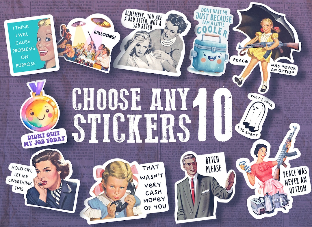 Any 10 Stickers, Vinyl Stickers, Funny Stickers, Meme Stickers, Funny ...