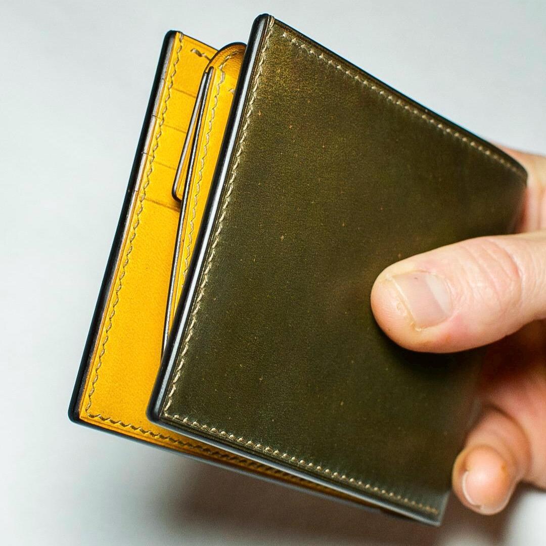 Handmade Marble Green Shell Cordovan Bi-fold Wallet With Coin Pocket - Etsy