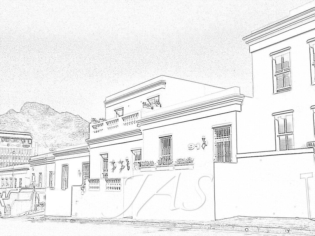 Bo-kaap, Cape Town. Printable Coloring Page in PDF & JPG. Instant ...