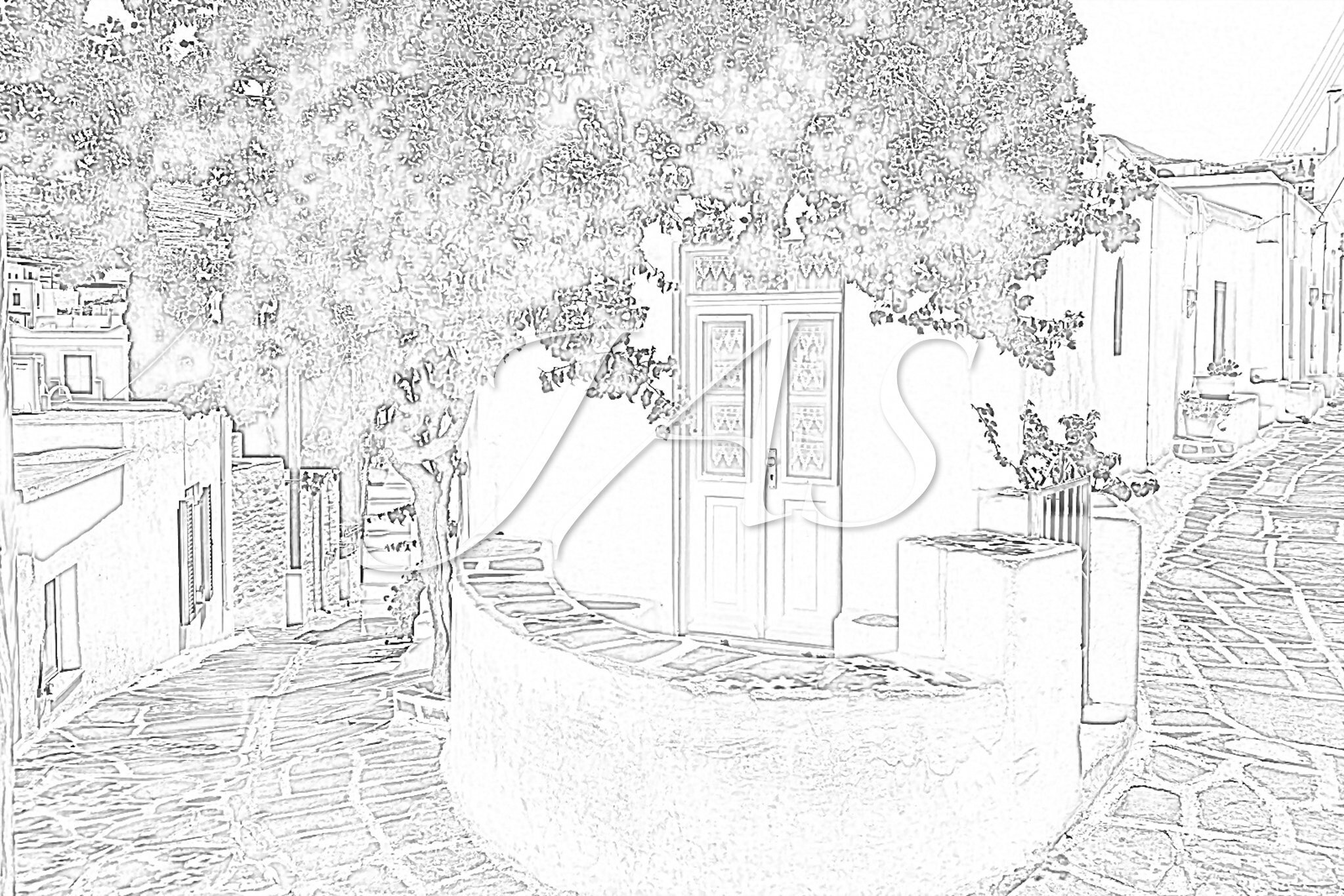 Lefkes Greece. Printable Coloring Page in PDF & JPG. Instant - Etsy