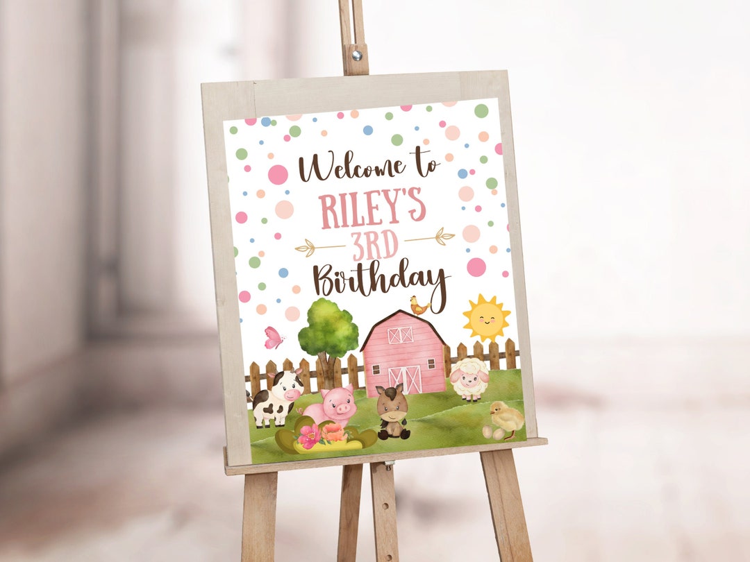 Welcome Sign Birthday Party, Farm Themed Welcome Sign, Animal Party ...