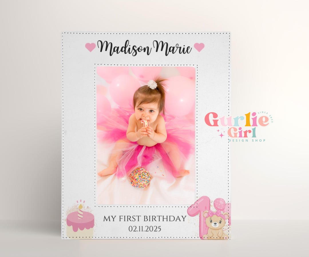 Sweet 1st Birthday Frame for Girls | Personalized With Custom Name and ...