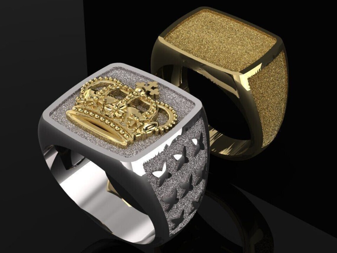 Signet Crown Wax Pattern Ring for Lost Wax Casting Jewelry Castable Wax ...